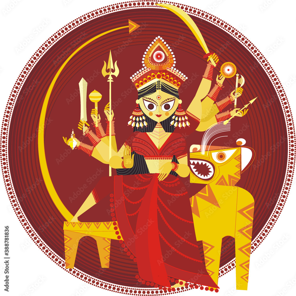 Maa Durga Illustration Stock Illustration | Adobe Stock