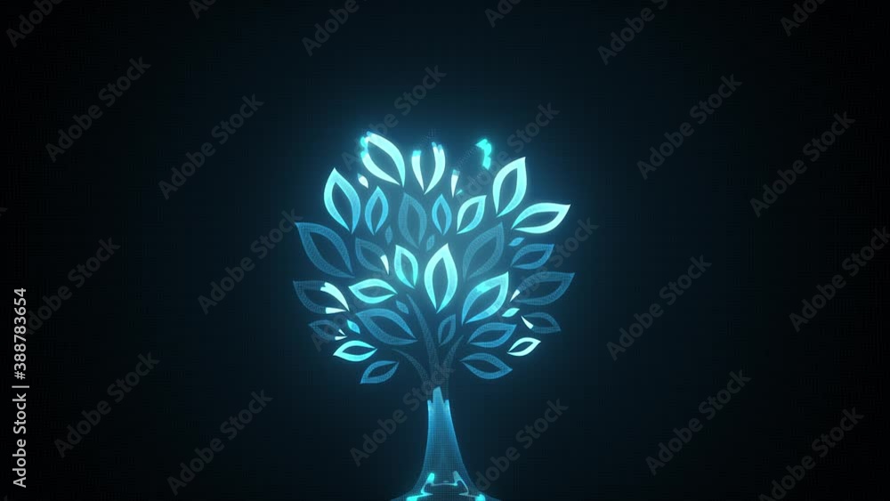 Abstract Tree Icon Silhouette Reveal Animation/ 4k animation of an ...