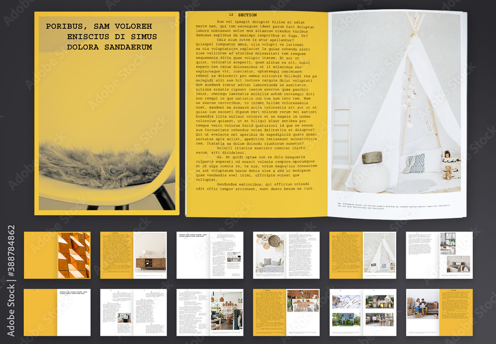 Creative Brochure Layout with Yellow Accents Stock Template | Adobe Stock