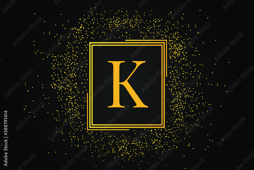 K letter logo on black background. Golden color K letter Stock Vector ...