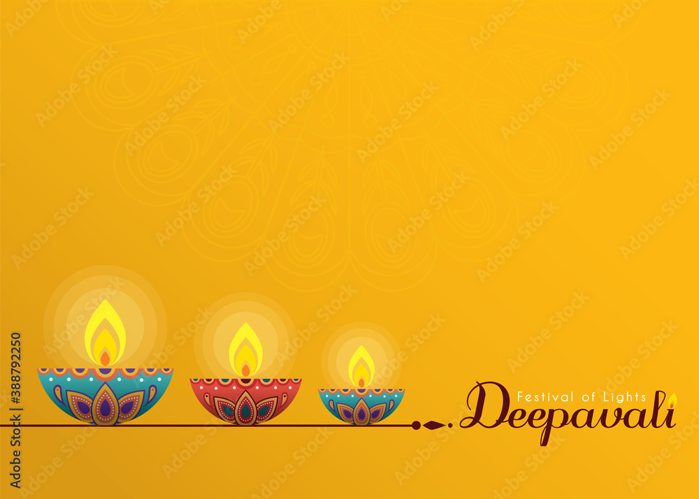 Deepavali or Diwali template or copy space. Beautiful burning diwali ...