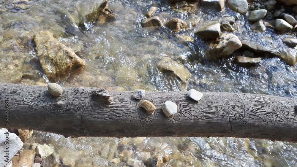 pebbles on a tree Stock Photo | Adobe Stock