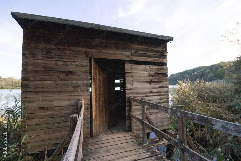 Observation huts at Regional Nature Reserve Nazzano,Tiber - Farfa.One ...