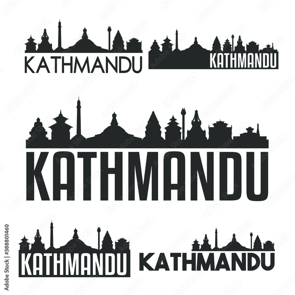 Kathmandu Nepal Flat Icon Skyline Vector Silhouette Design Set Logos ...