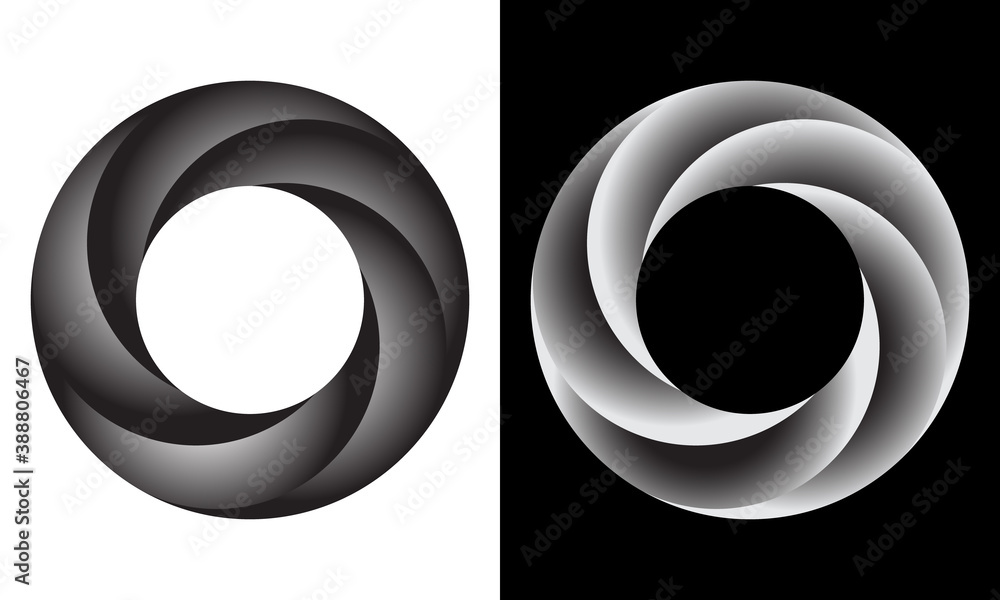 5 segments circle with gradient. Art metallic circle logo or icon ...