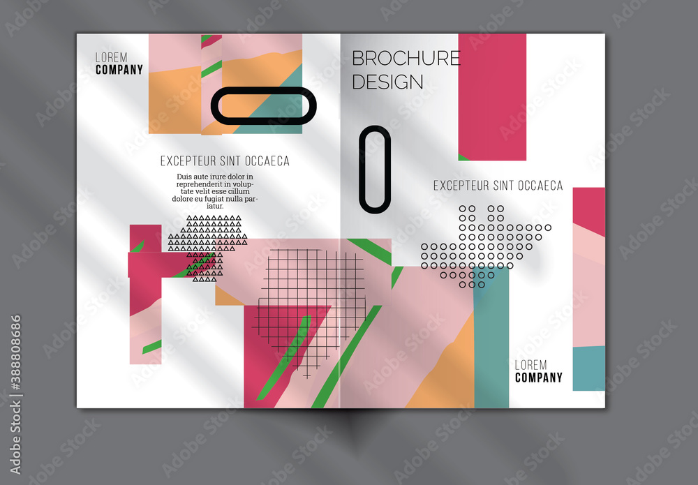 Brochure Cover Layout Geometric Shapes and Abstract Bright Rectangles ...