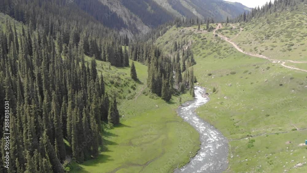 Drone video of Altyn Arashan River, Yurts Village, Natures, Landscape ...