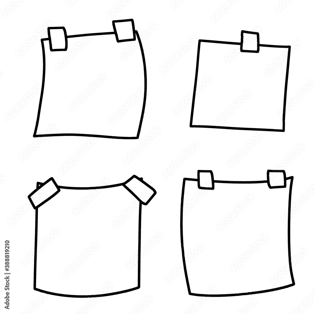 Sticker. Empty piece of paper with sticky tape. Place for reminders and ...