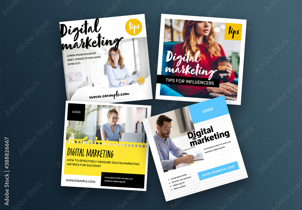 Digital Marketing Post Layouts for Social Media Stock Template | Adobe ...