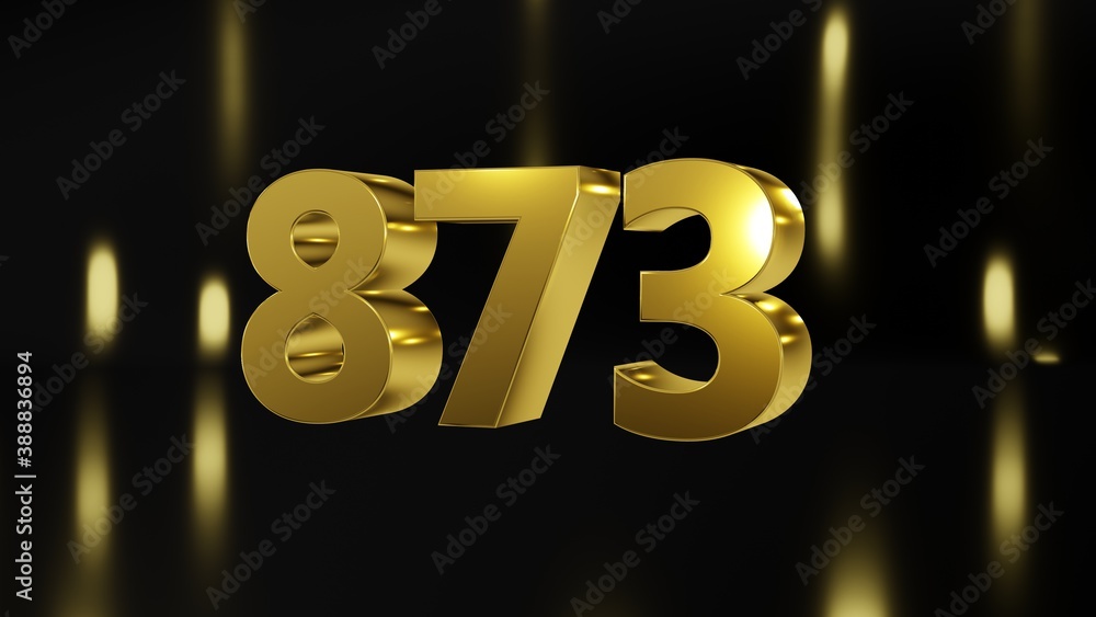 Number 873 in gold on black and gold background, isolated number 3d ...