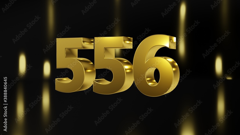 Number 556 in gold on black and gold background, isolated number 3d ...