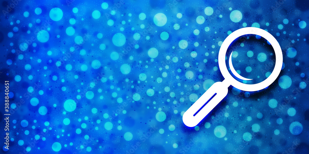 Magnifying glass icon special glossy bokeh blue banner background ...