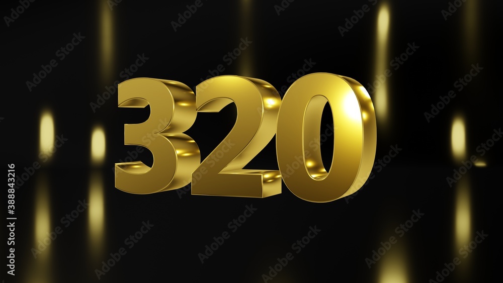 Number 320 in gold on black and gold background, isolated number 3d ... Number 320 in gold on black and gold background, isolated number 3d ...