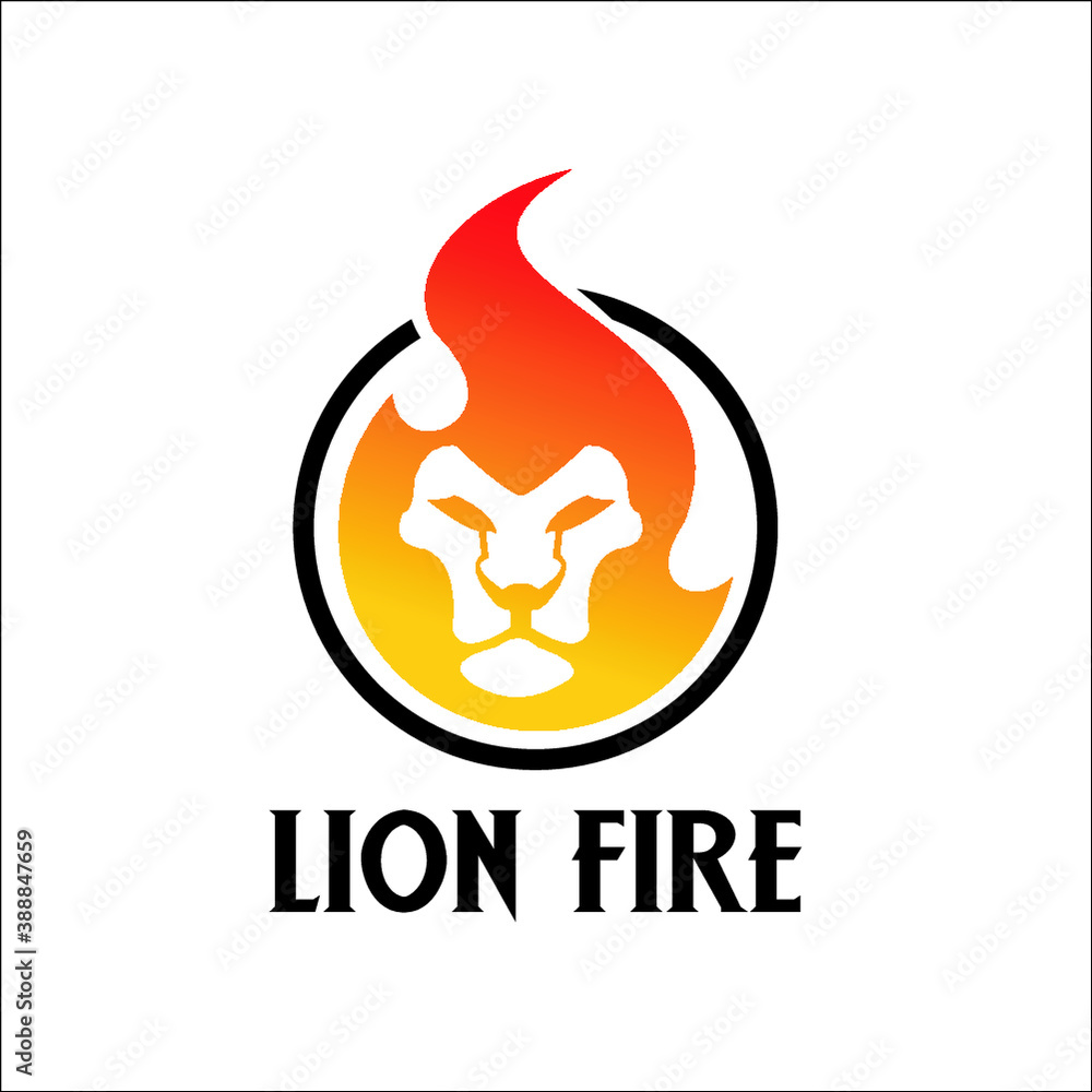 lion fire logo exclusive design inspiration Stock Vector | Adobe Stock