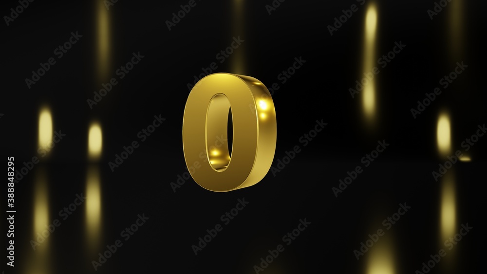 Number 0 in gold on black and gold background, isolated number 3d ...