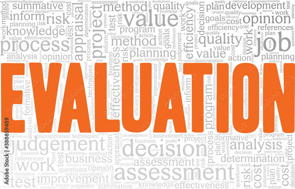 Evaluation vector illustration word cloud isolated on a white ...