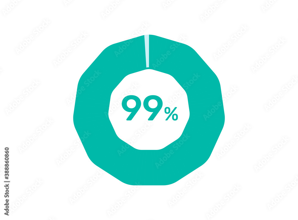 Vetor de 99% Percentage, Circle Pie Chart showing 99% Percentage ...