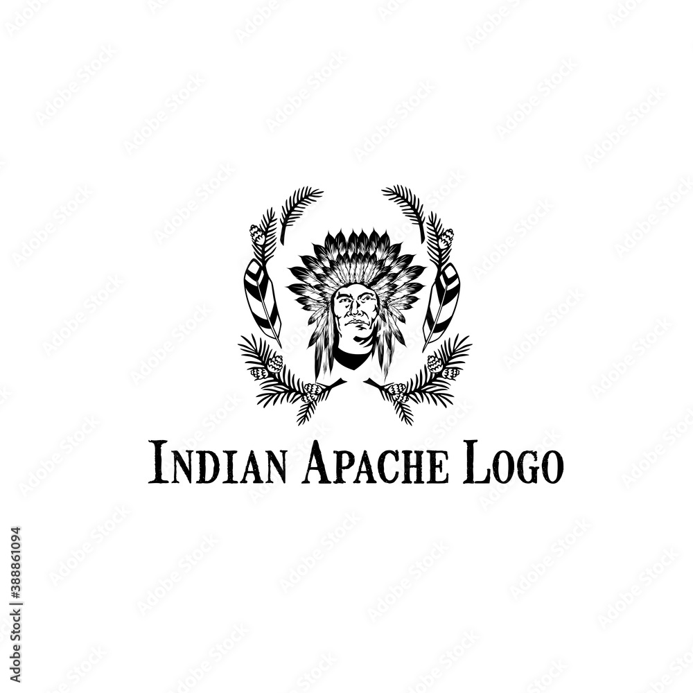 apache american head native logo exclusive design inspiration Stock ...