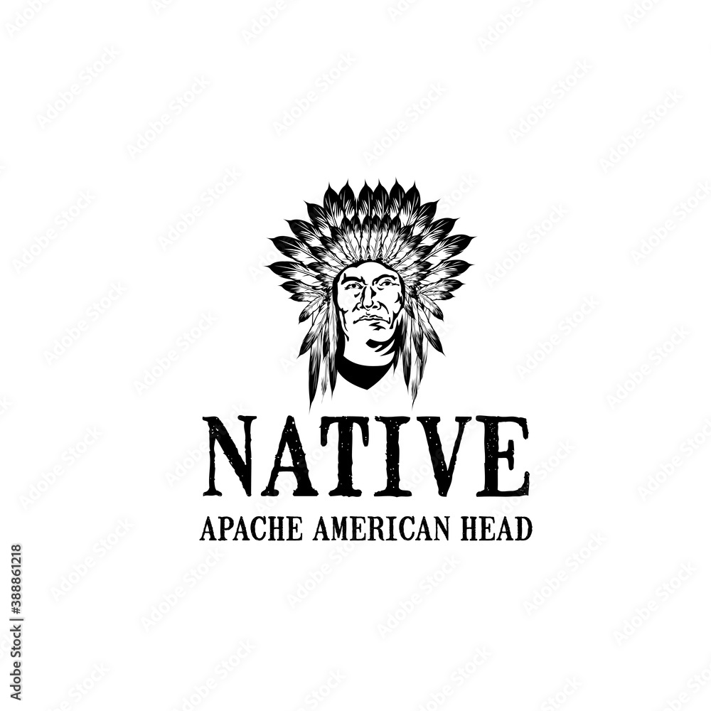 apache american head native logo exclusive design inspiration Stock ...