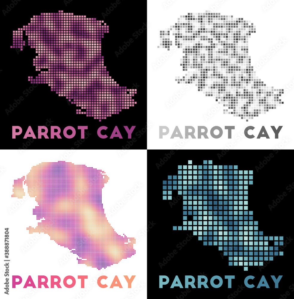 Parrot Cay map. Collection of map of Parrot Cay in dotted style ...