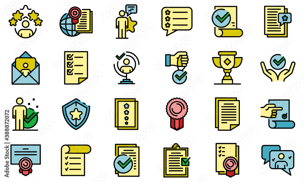 Attestation service icons set. Outline set of attestation service ...