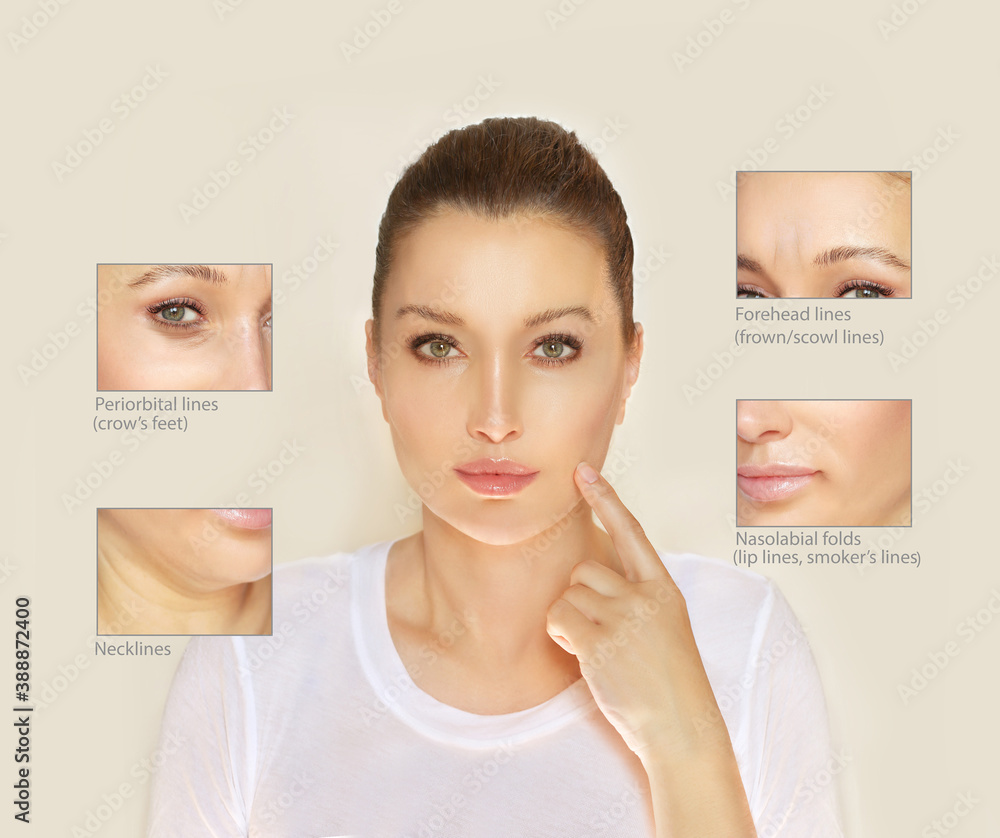 Effects of ageing,Frown/scowl lines ,Nasolabial folds,Neck ,Under eye ...