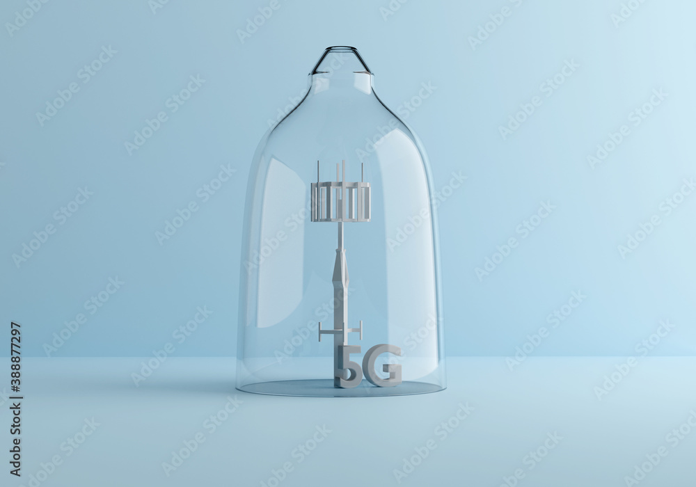 5g tower under glass dome. Wireless communication. Internet broadcast ...