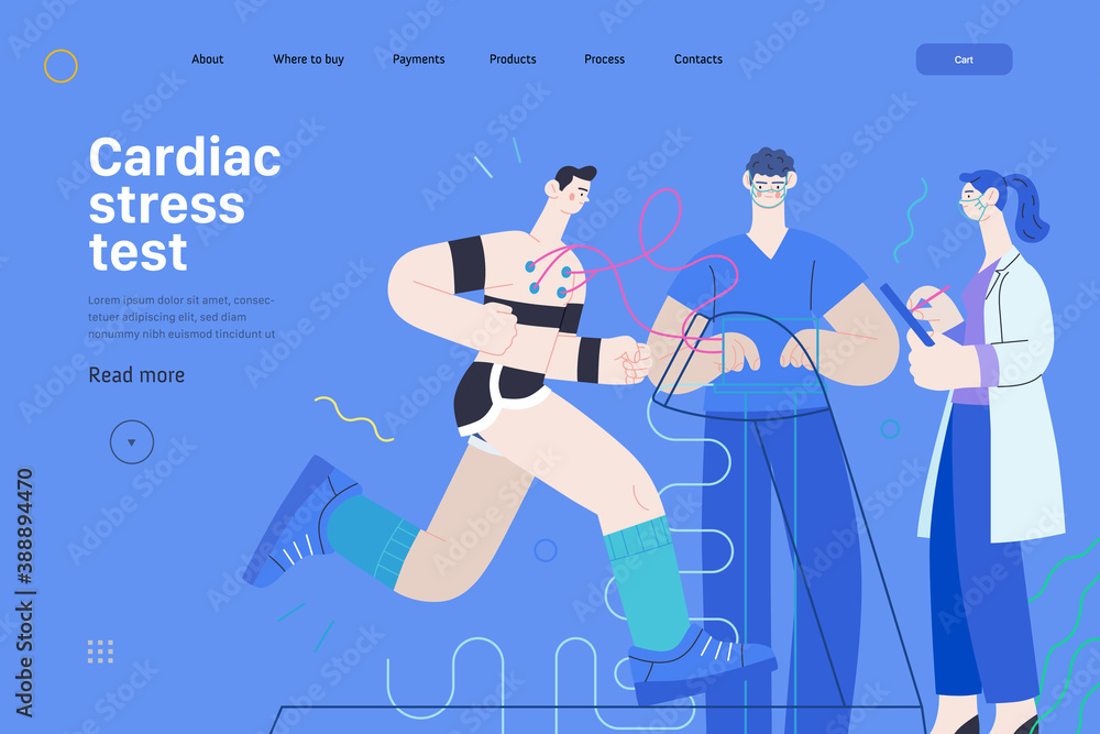 Medical tests template - cardiac stress test -modern flat vector ...