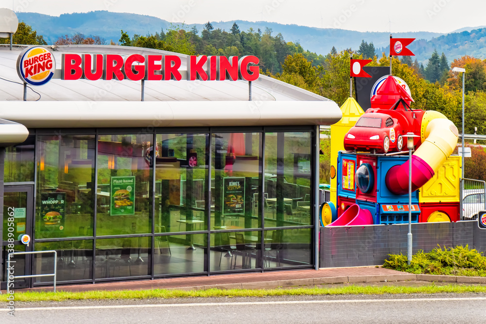 Burger King with playground for childs. Burger King is a chain of fast ...