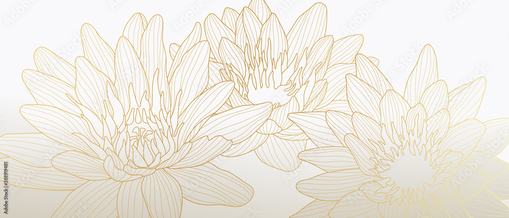 Luxury wallpaper design with Golden lotus and natural background. Lotus ...