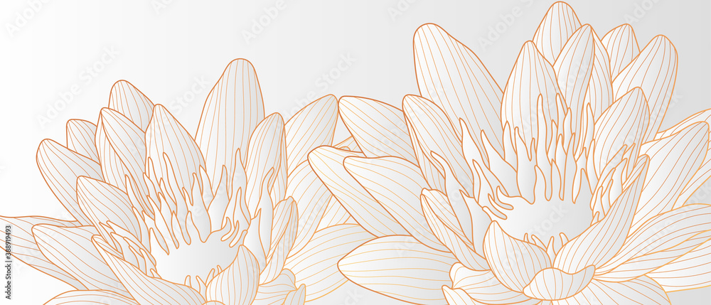 Luxury wallpaper design with Golden lotus and natural background. Lotus ...