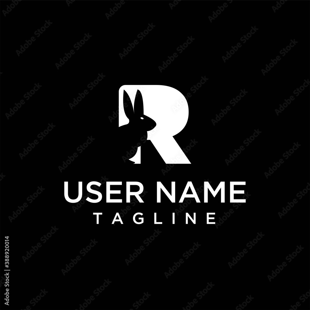 letter R (rabbit) Logo Design. initial R rabit Logo Vector Icon Design ...