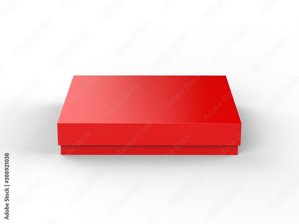 Thin square packaging box mockup, red cardboard package box mock-up ...