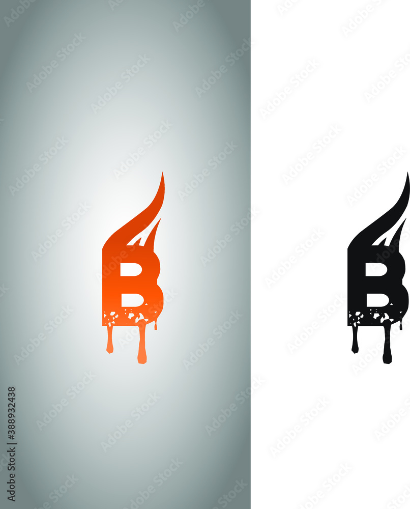 Letter B logo with fire flame shape. Stock Vector | Adobe Stock