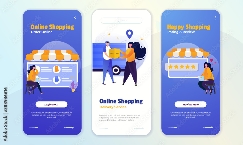 Online shopping with illustration of order online, delivery service and ...