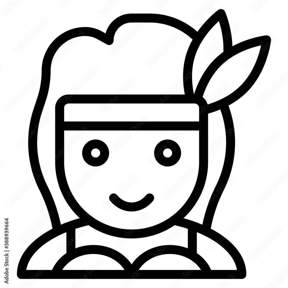 Female native american avatar, Halloween costume vector illustration ...