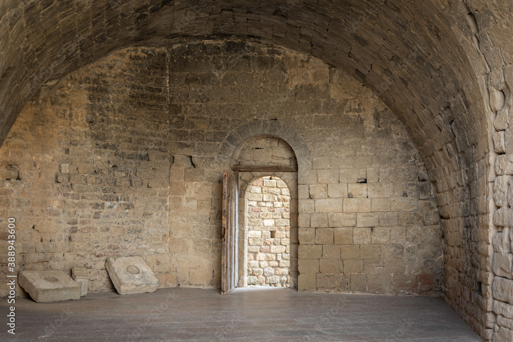 cold and spacious stone room of a medieval castle Stock Photo | Adobe Stock