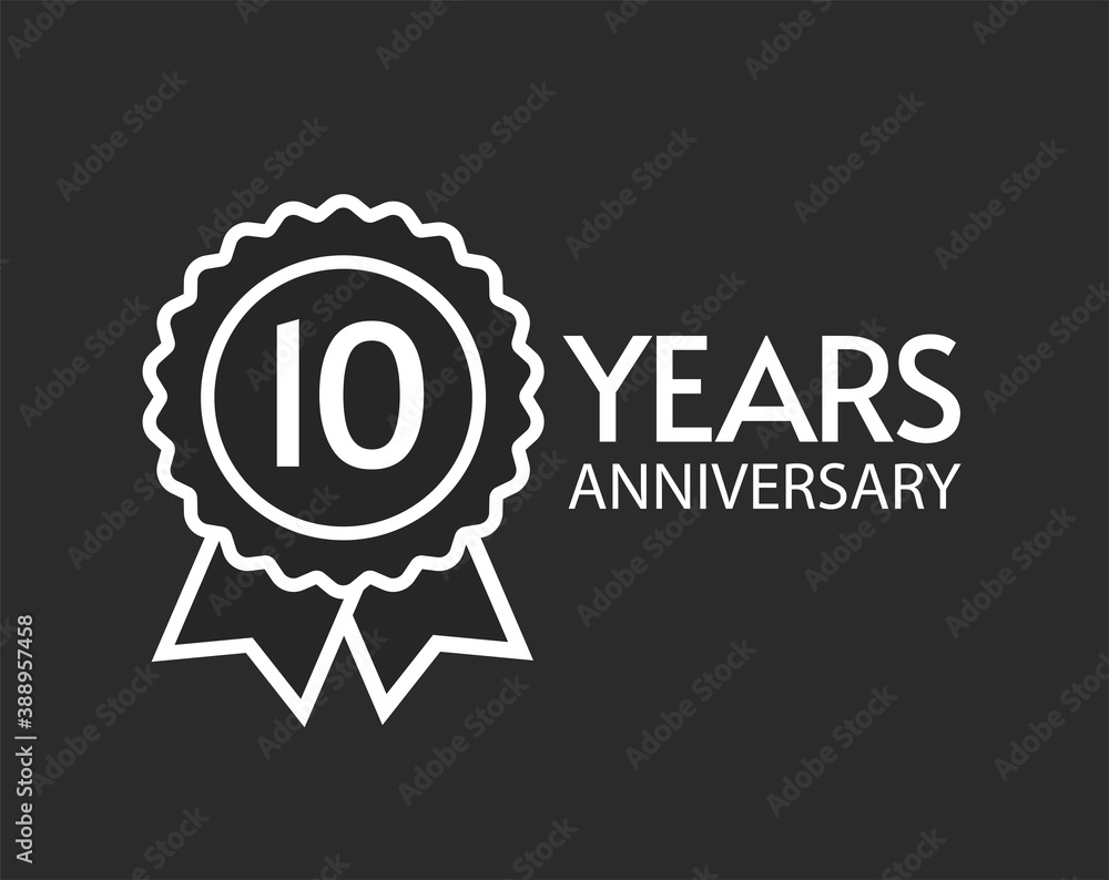 10 years anniversary icon line vector stamp, 10th celebrating award ...