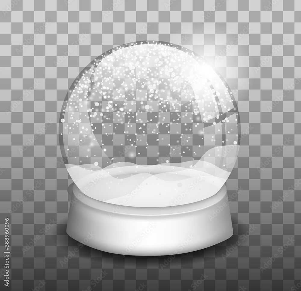 Realistic colored snow globe composition. Spherical and bell shaped ...