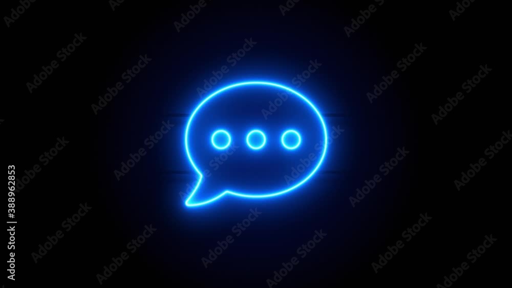 Message with dots neon sign appear in center and disappear after some ...