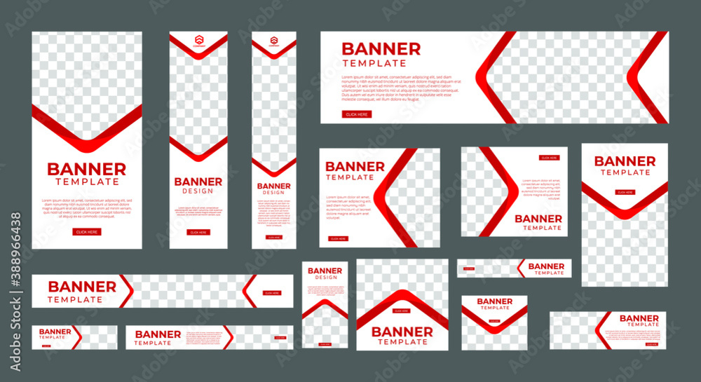 set of creative web banners of standard size with a place for photos ...