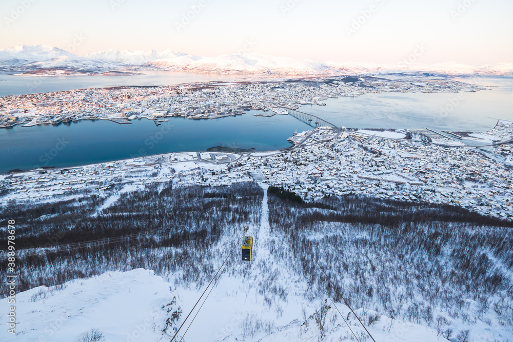 Panoramic view on Tromso at Winter time photographed from up the ...