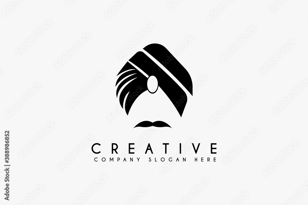Turban Mustache India Indian logo design vector illustration. Turban ...