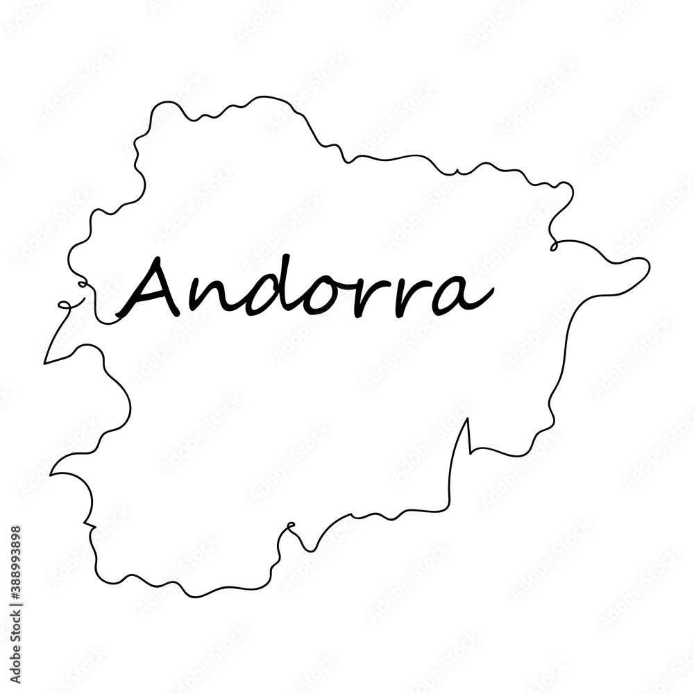 Map of Andorra - one line drawing. Vector illustration continuous line ...