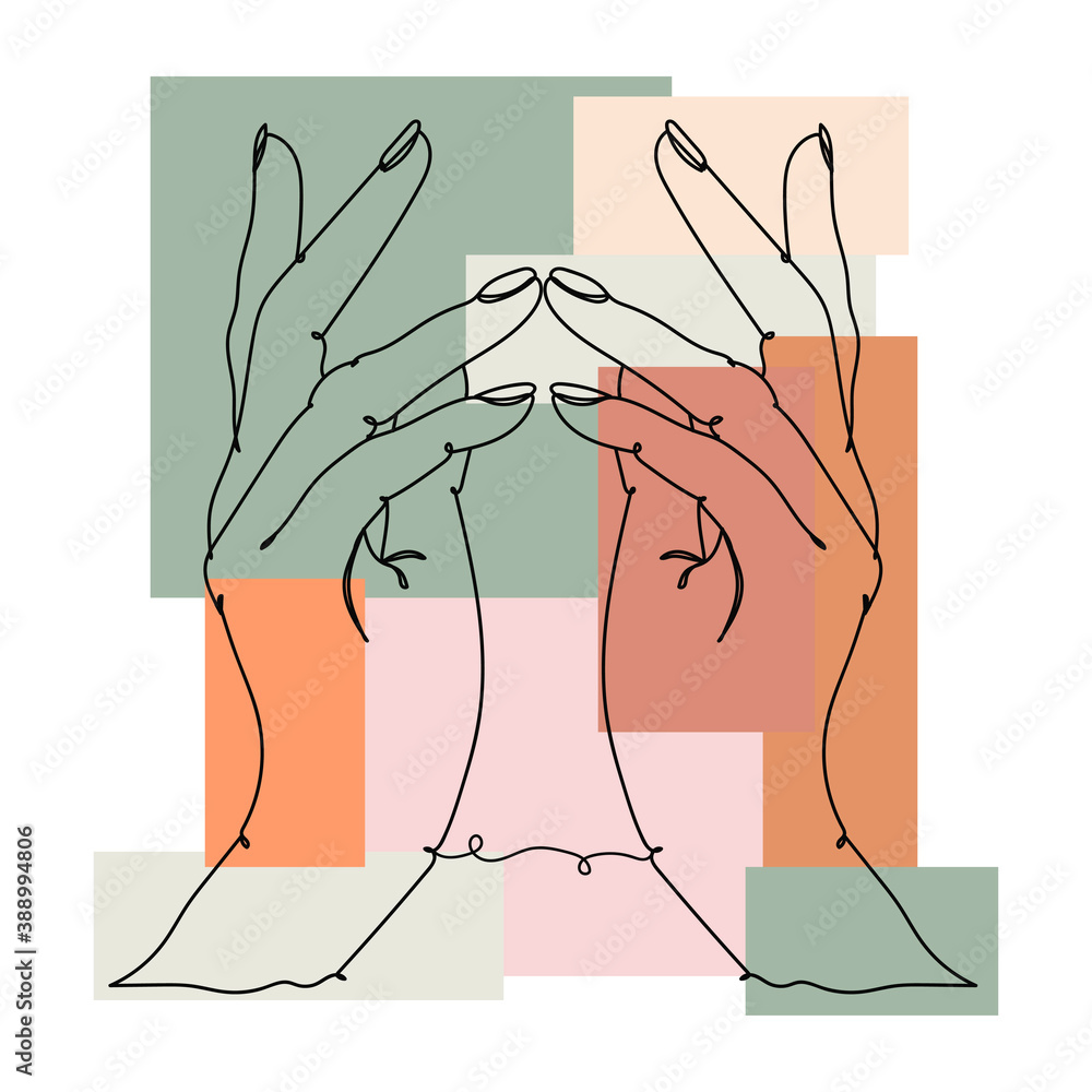 Abstract beautiful two hands - one line drawing. Vector illustration ...