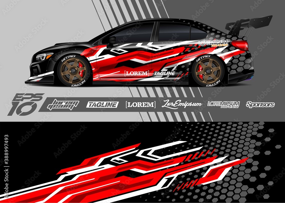 Car livery design vector. Graphic abstract stripe racing background ...