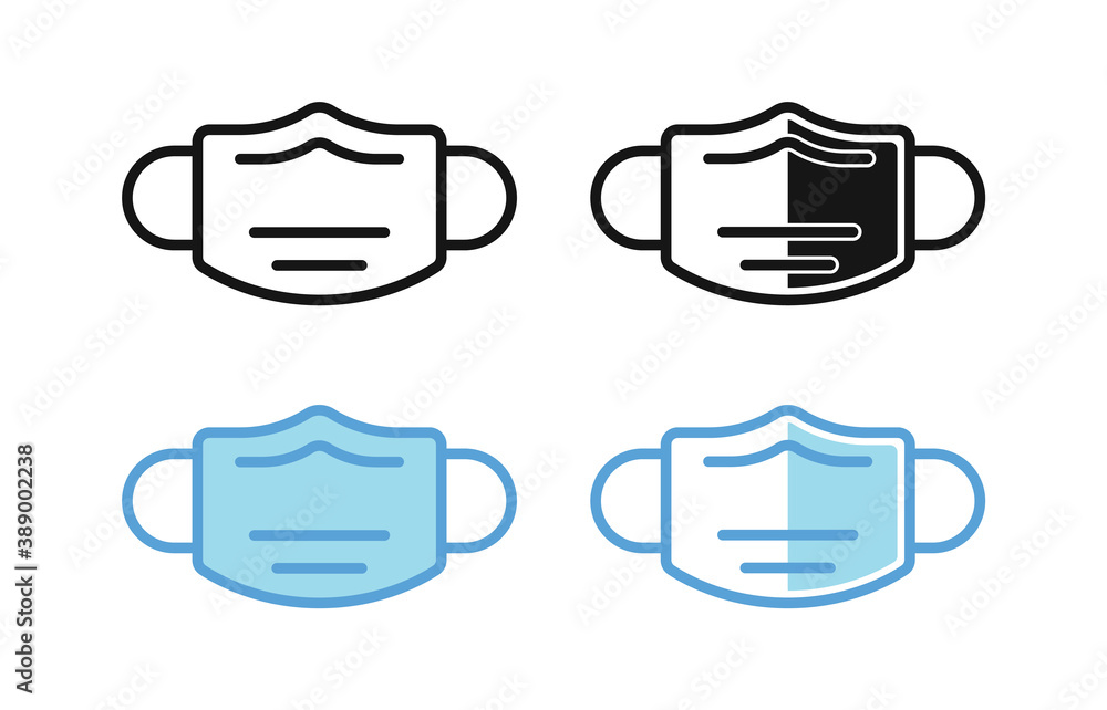 Covid-19 Face Mask Facemask Face Covering Mask Icon Set of Vector Icons ...