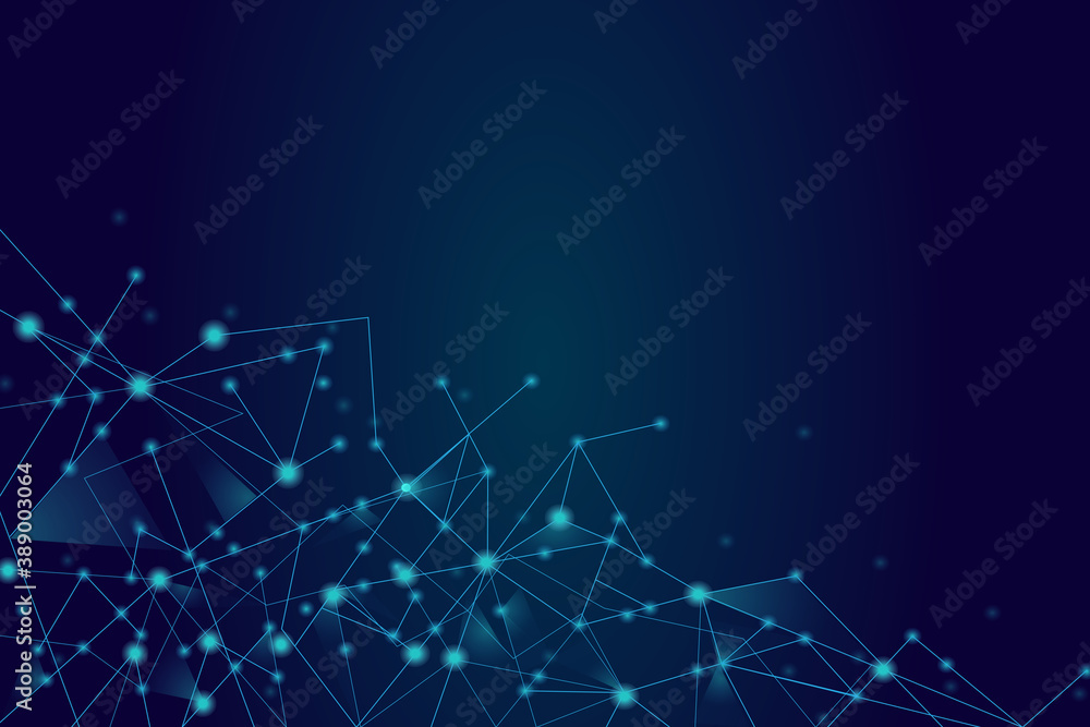Vetor de Network abstract connection isolated on blue background ...