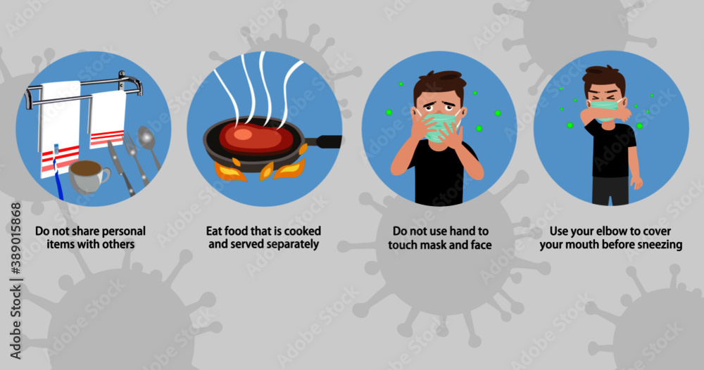 Protection Alert COVID-19.Do not share personal items with others. Eat ...