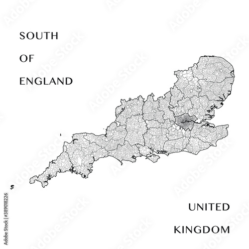 Plakat Administrative Map of Greater London and the South West, South ...